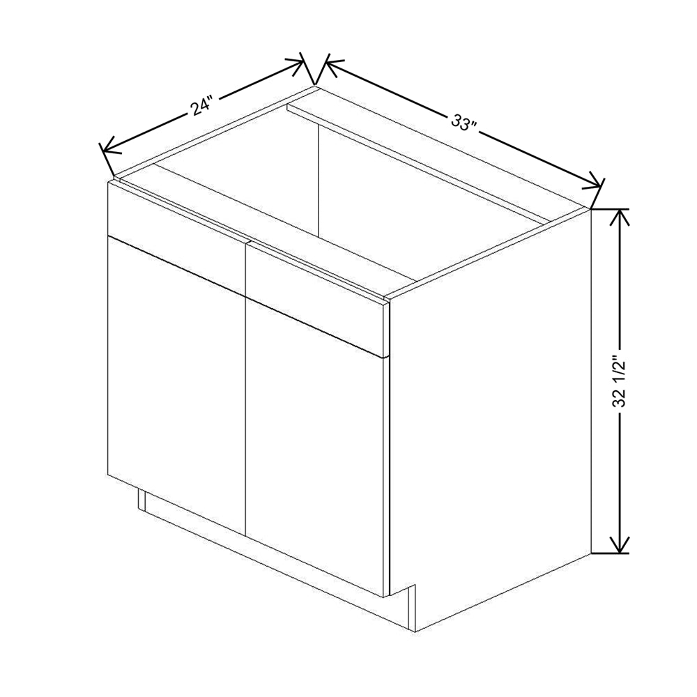 CNC Luxor Misty Grey 33" W Double Door Removable Sink Base Cabinet ...