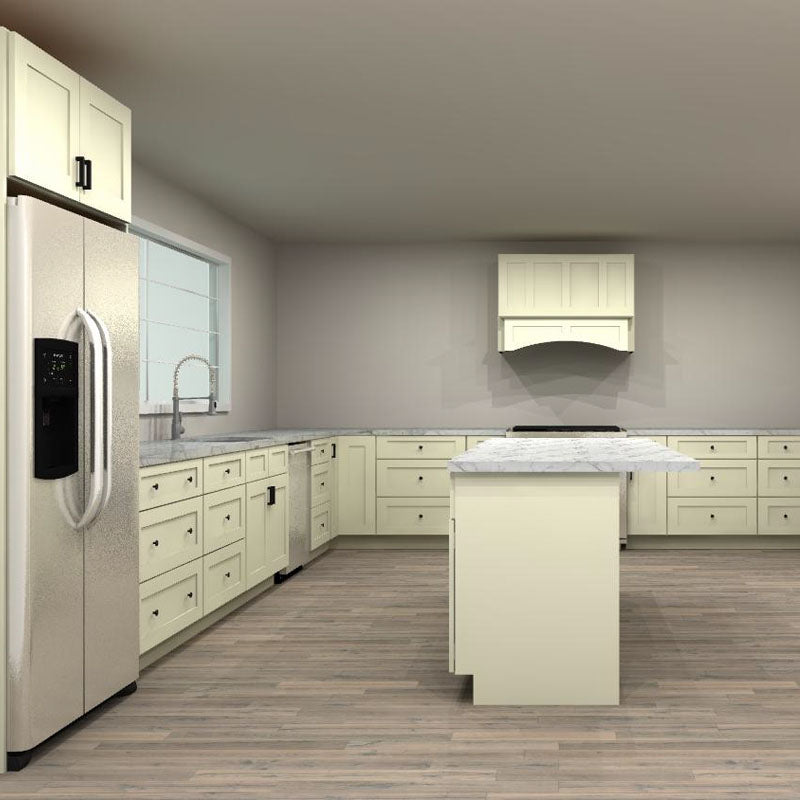 Fabuwood Allure Galaxy Linen 217 by 186 in. L Shaped Kitchen with Isla