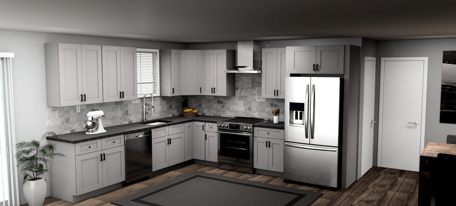 Fabuwood Allure Galaxy Nickel 11 x 12 L Shaped Kitchen | Cabinets ...